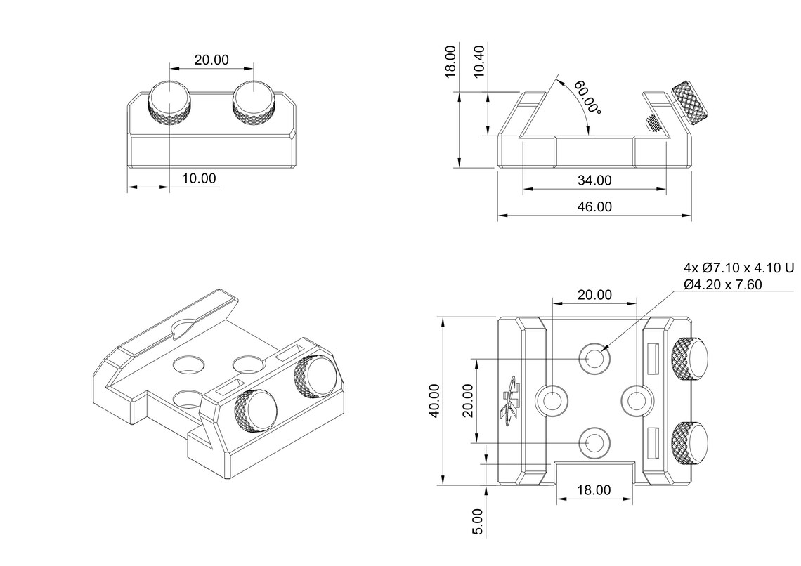 TKAstroservice Finder Shoe (Vixen-Style) for finder scope and guide ...